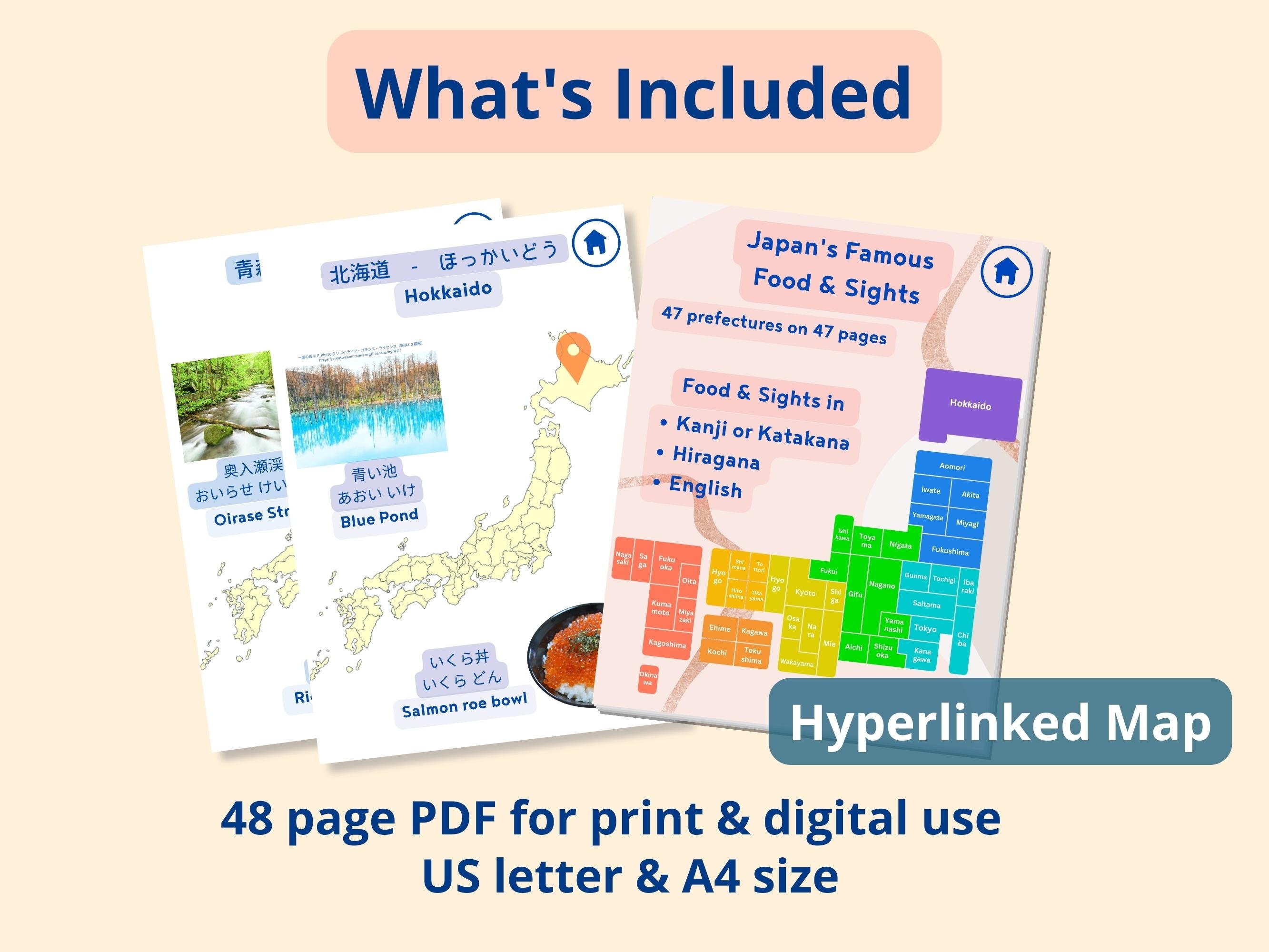 Map of Japan to Learn Japanese Language Kanji Hiragana and Katakana ...