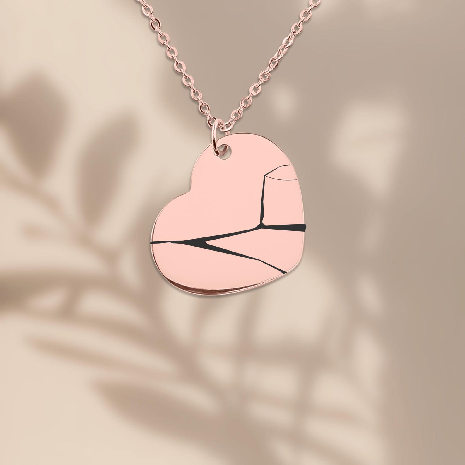 Kintsugi Heart Necklace: Gold Plated Stainless Steel, Inspirational ...