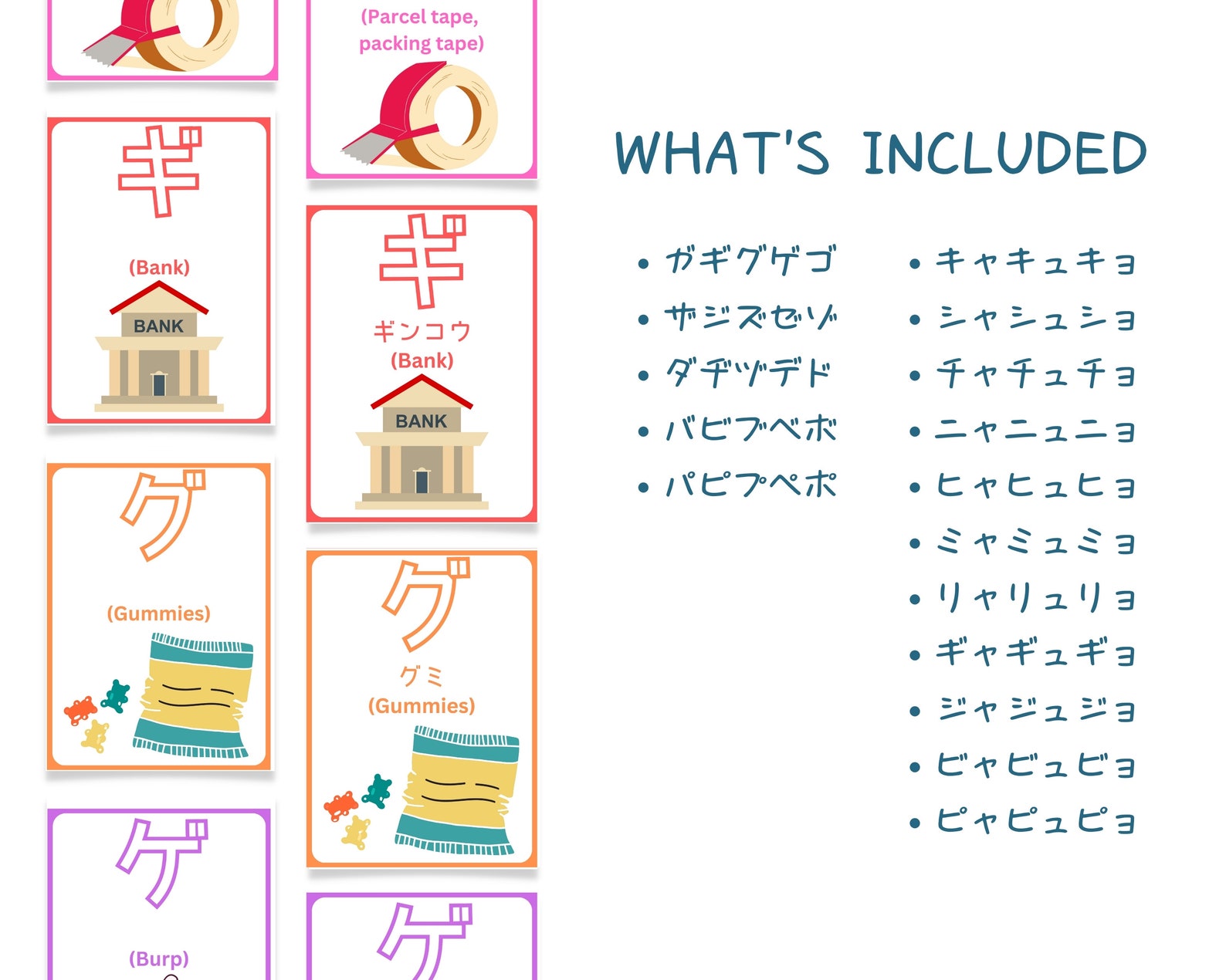 Japanese Study Katakana Additional Sounds Flashcards Printable Digital ...