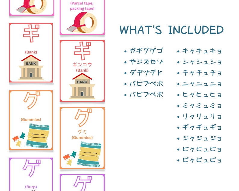 Japanese Study Katakana Additional Sounds Flashcards Printable Digital ...