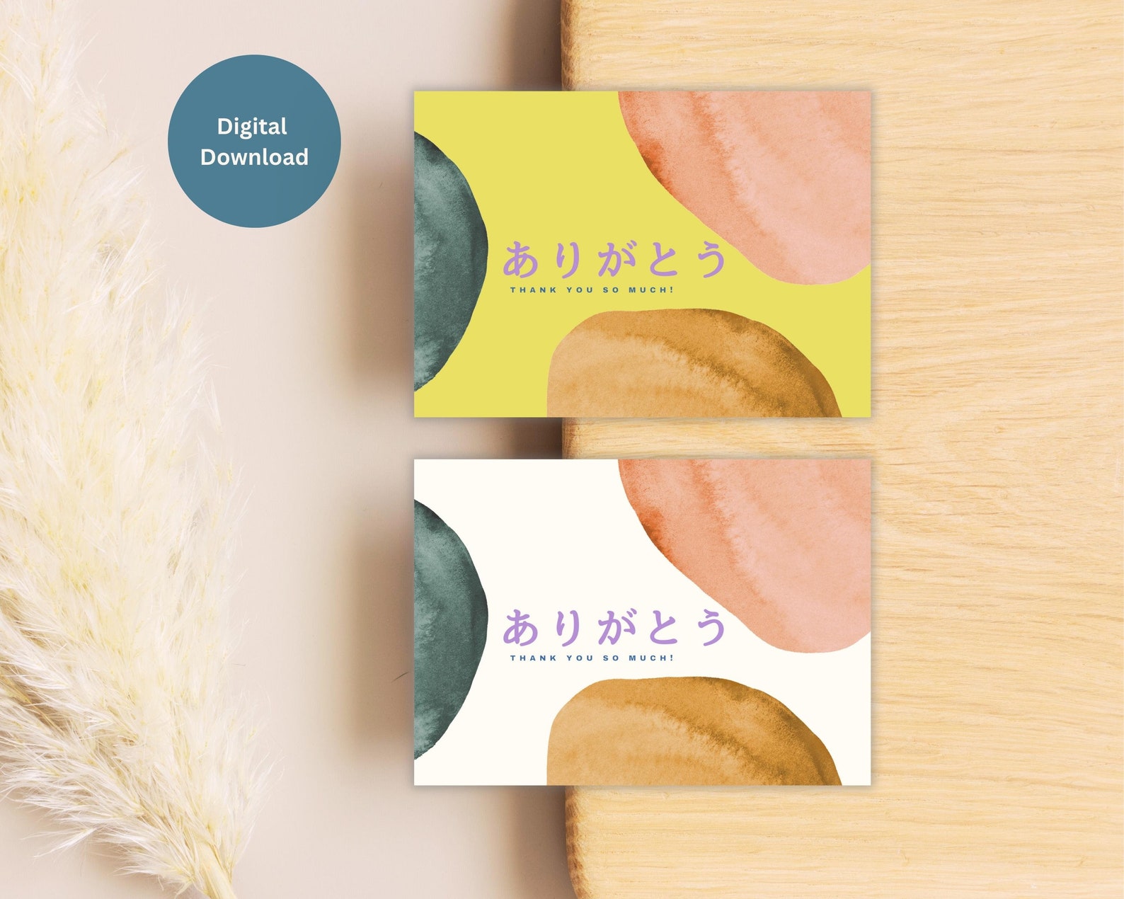 Japanese Thank You Card: Arigato Greeting Cards, Set of 4 (digital ...