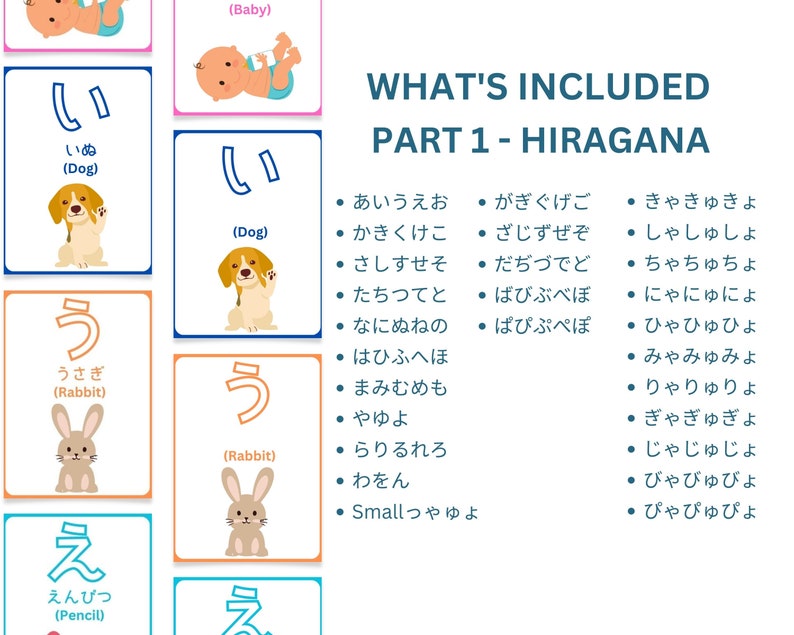 Japanese Hiragana Katakana Flashcards Digital Download Printable