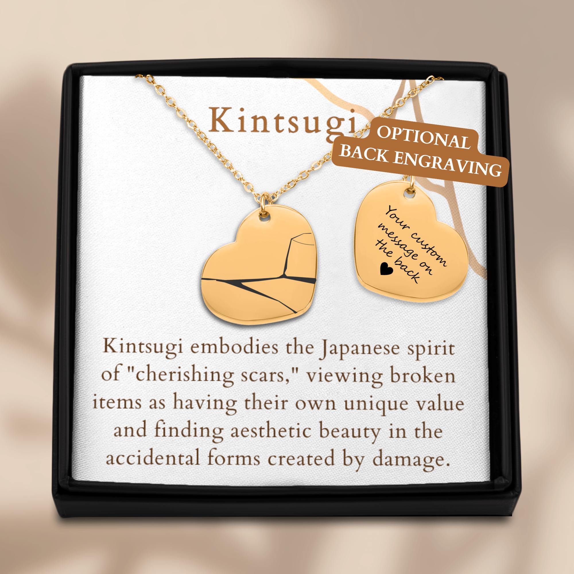 Kintsugi Heart Necklace: Gold Plated Stainless Steel, Inspirational ...