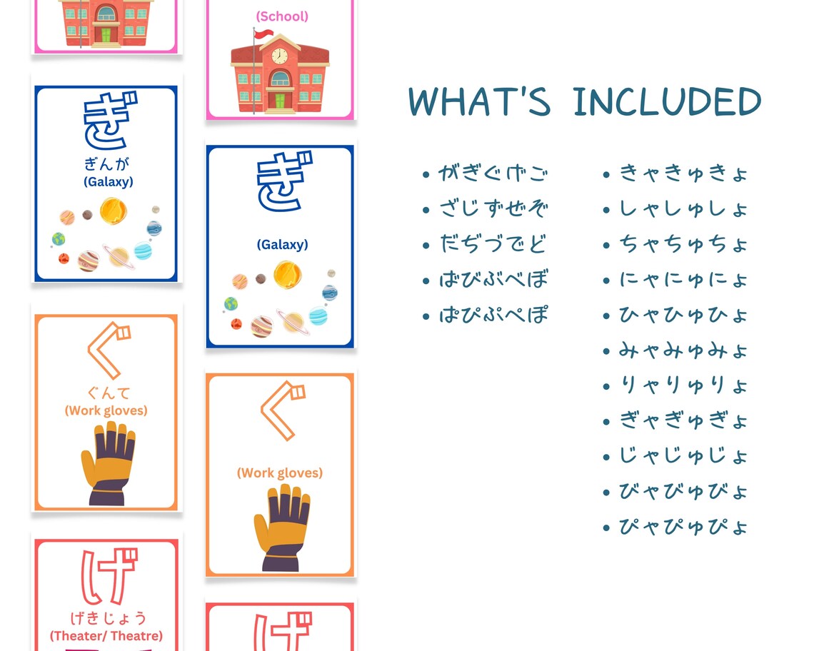 Japanese Writing Learning Hiragana Additional Sounds Flashcards ...