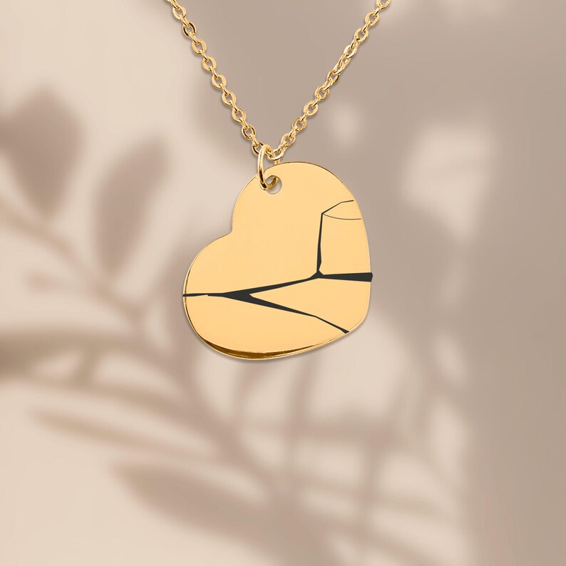 Kintsugi Heart Necklace: Gold Plated Stainless Steel, Inspirational ...