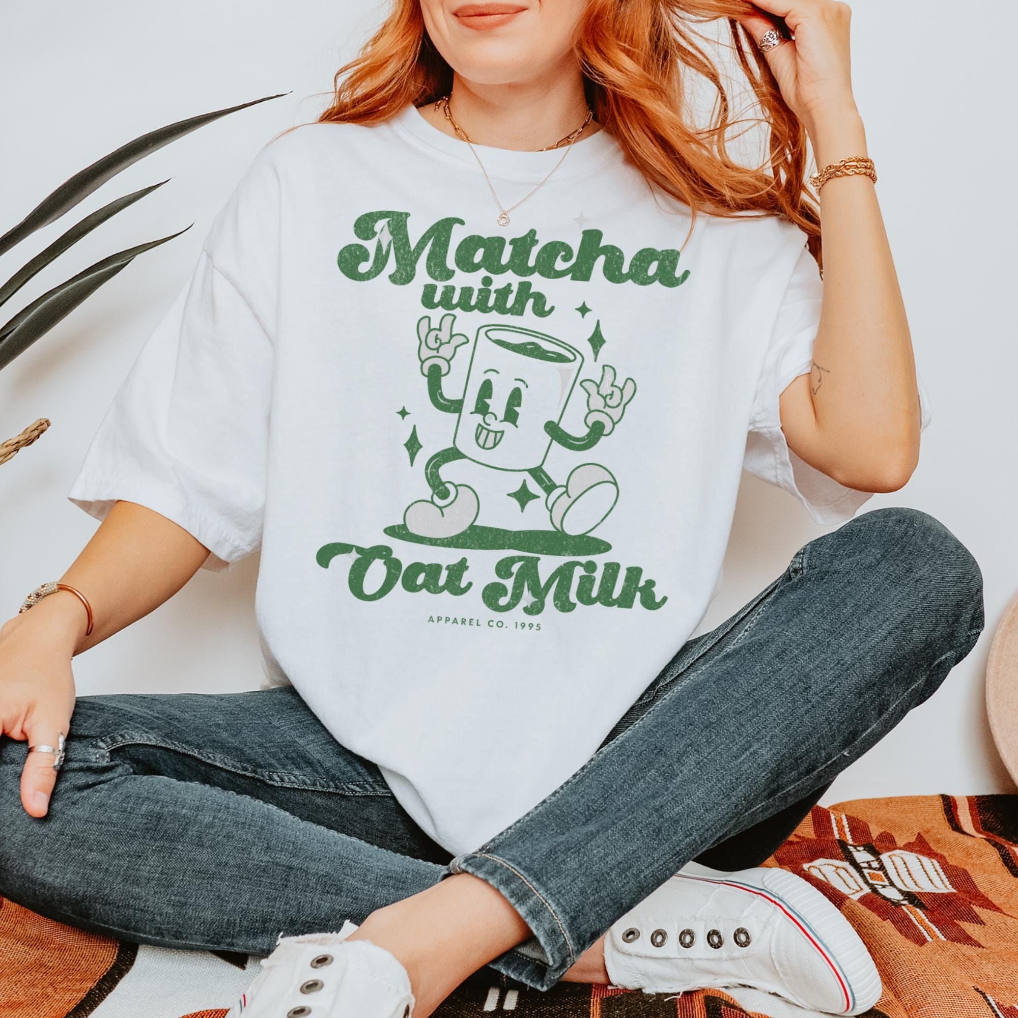 Matcha Oat Milk T-shirt: Comfort Colors Tee, Vintage Japanese Style - Etsy