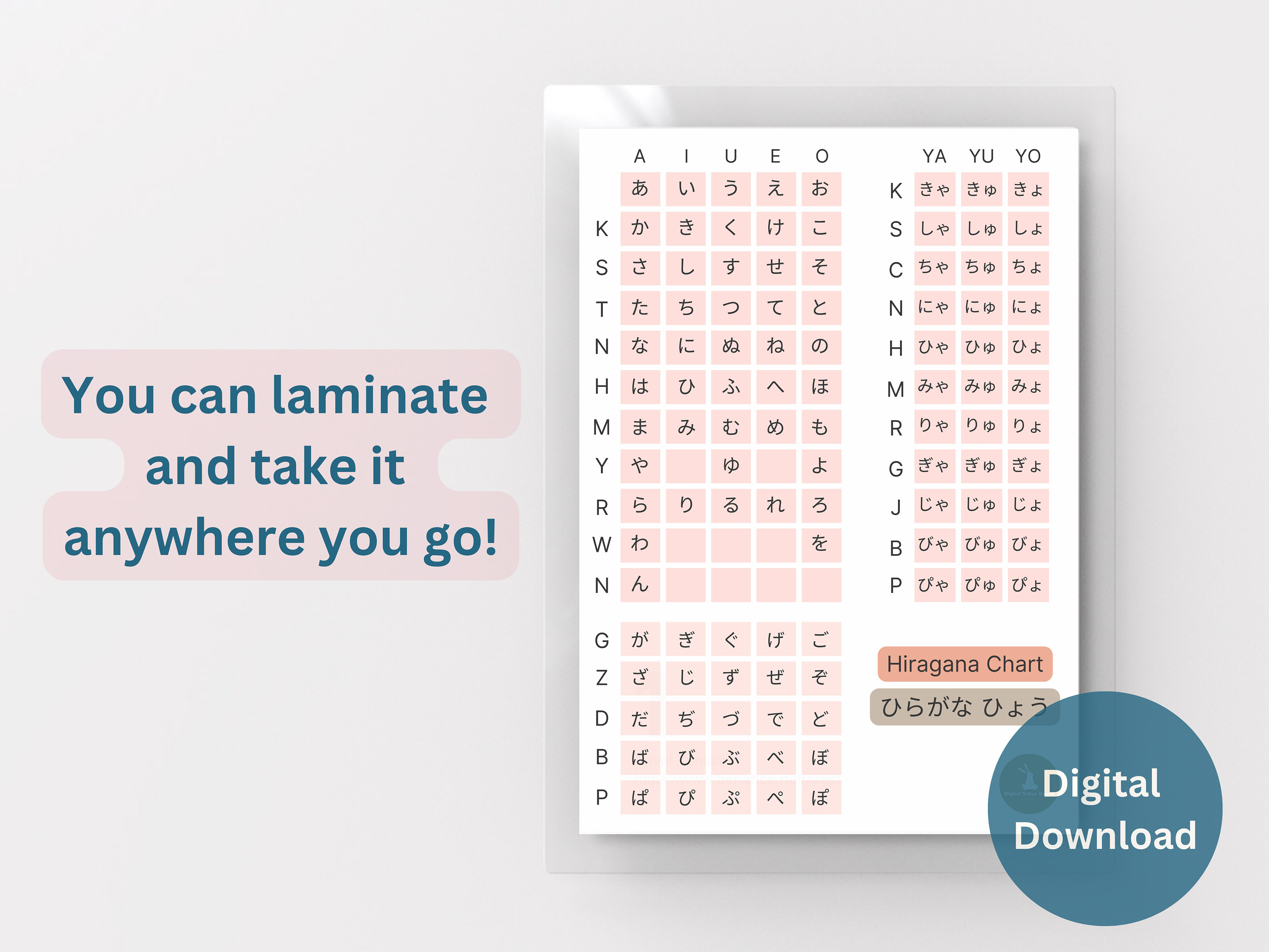 Japanese Hiragana Chart Printable PDF, Hiragana Poster for Language ...