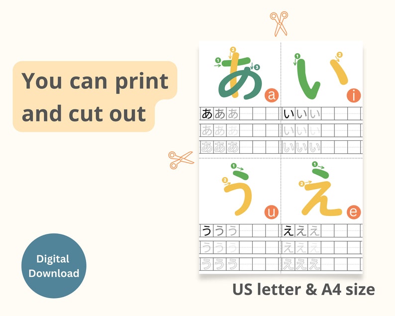 Japanese Hiragana Writing Practice Worksheets With Stroke Order ...