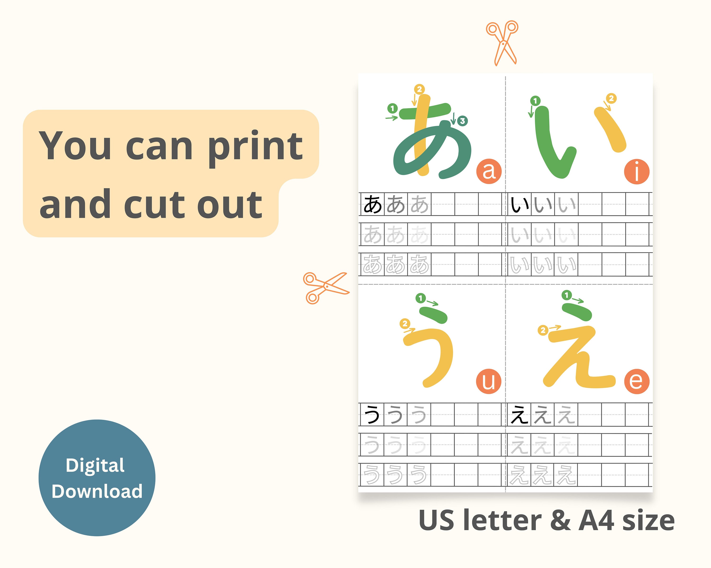 Japanese Hiragana Writing Practice Worksheets With Stroke Order ...