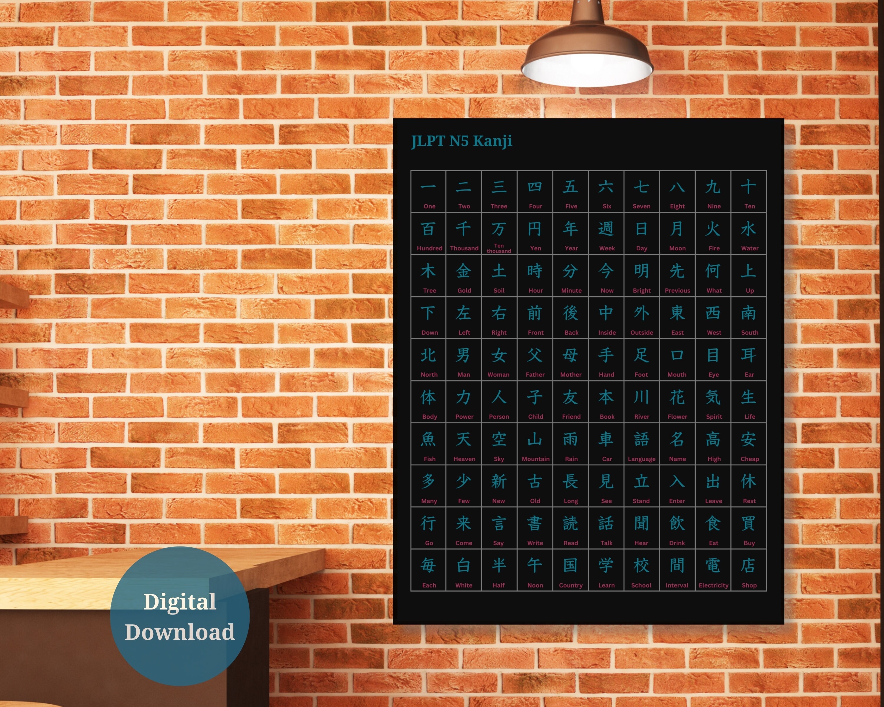 Japanese Kanji Poster to Learn Japanese, Japanese Kanji Printable PDF ...