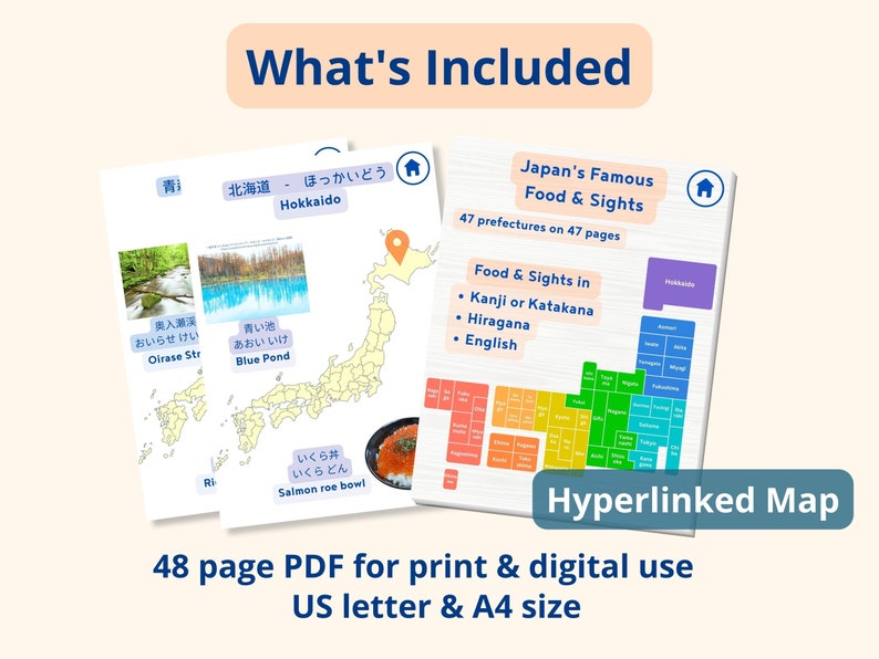 Learn Japanese Language Kanji Hiragana Katakana With a Map of - Etsy