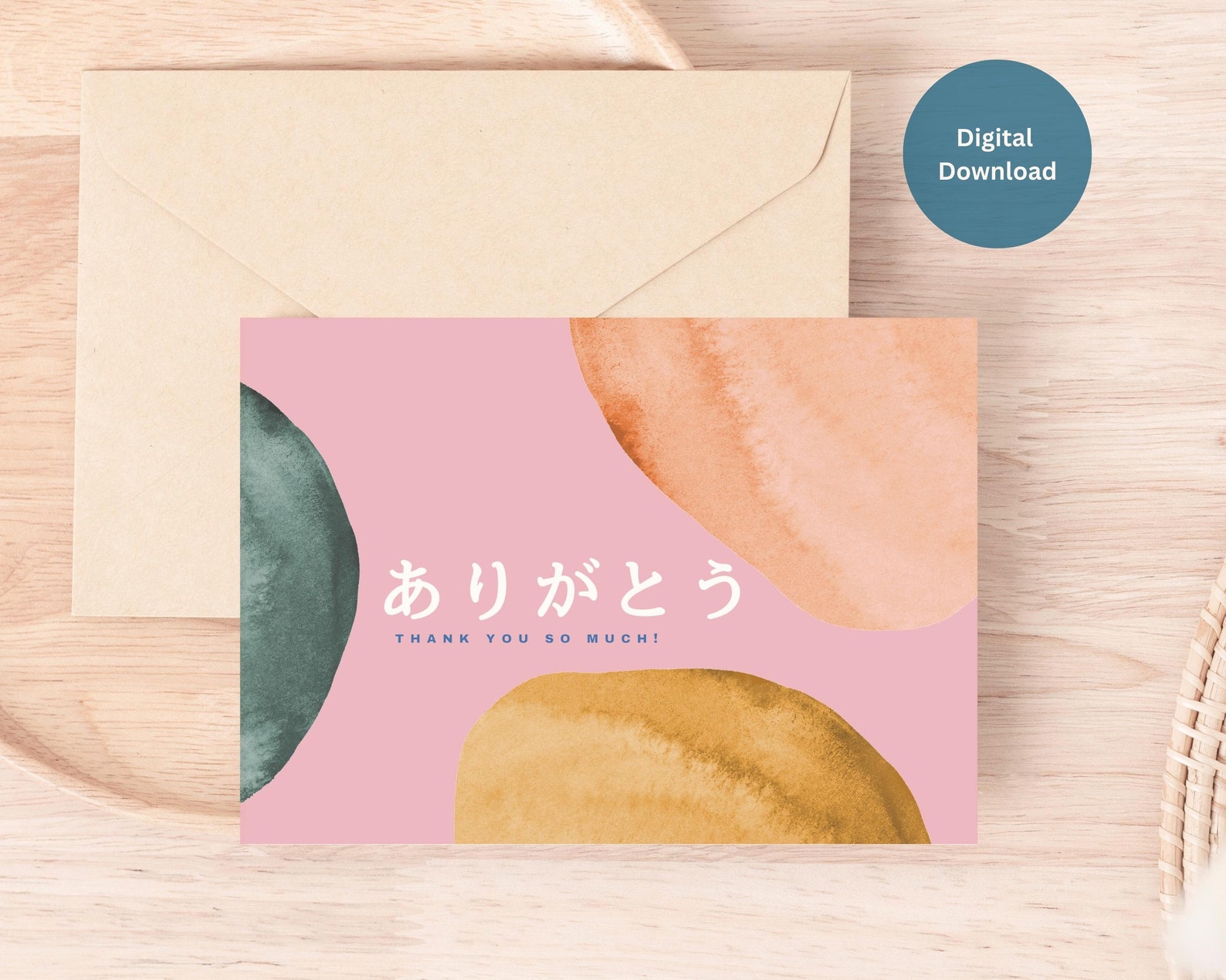 Japanese Thank You Card: Arigato Greeting Cards, Set of 4 (digital ...