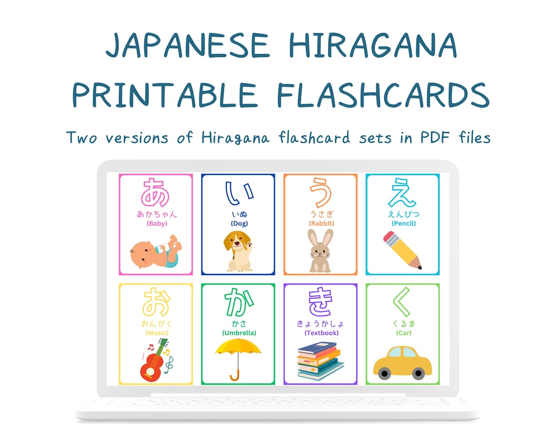 Japanese Hiragana Flashcards for Language Learners, Printable Digital ...