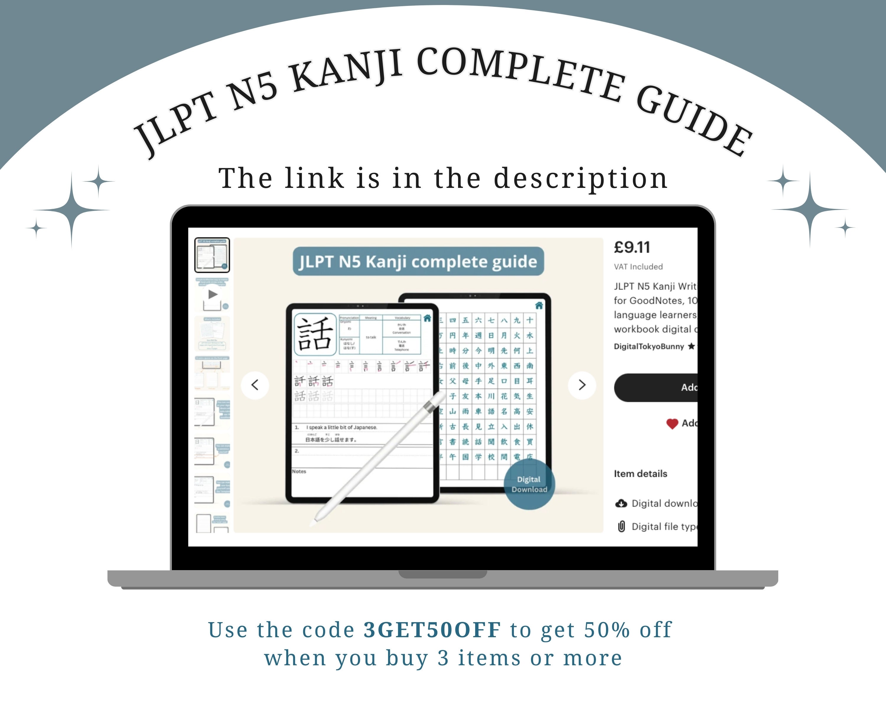 Japanese Kanji Printable PDF for JLPT 5 Study, Japanese Poster for ...