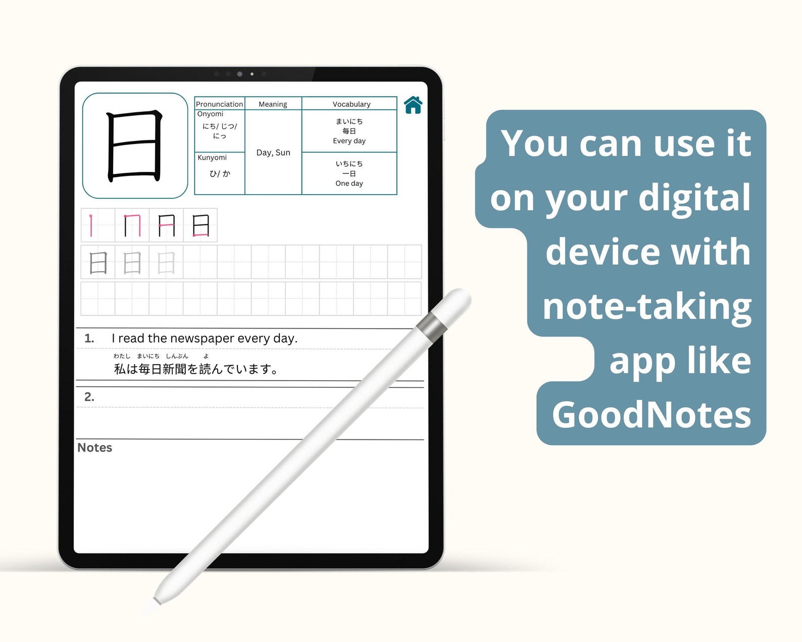 JLPT N5 Kanji Writing Practice Worksheets for Goodnotes, 100 Kanji for ...