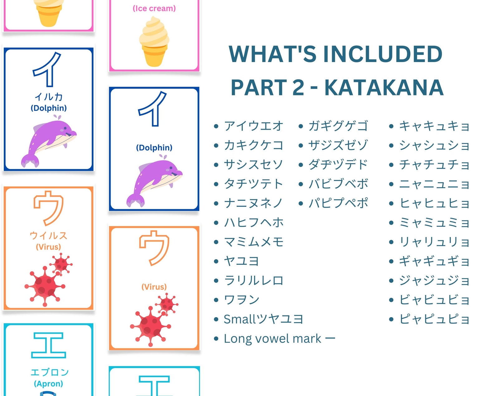 Japanese Hiragana Katakana Flashcards Digital Download, Printable ...
