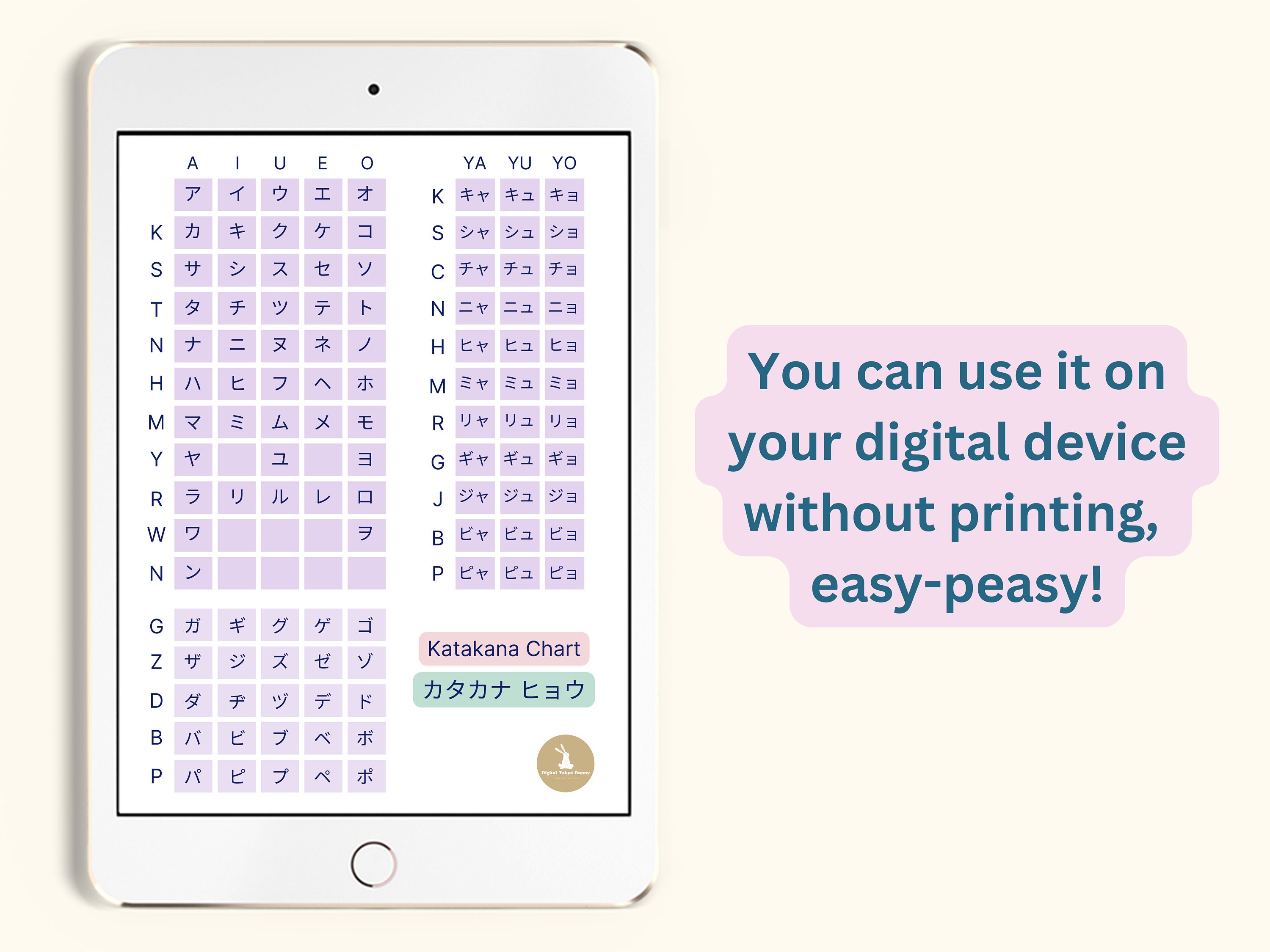 Japanese Language Katakana Chart for Language Learners, Japanese ...