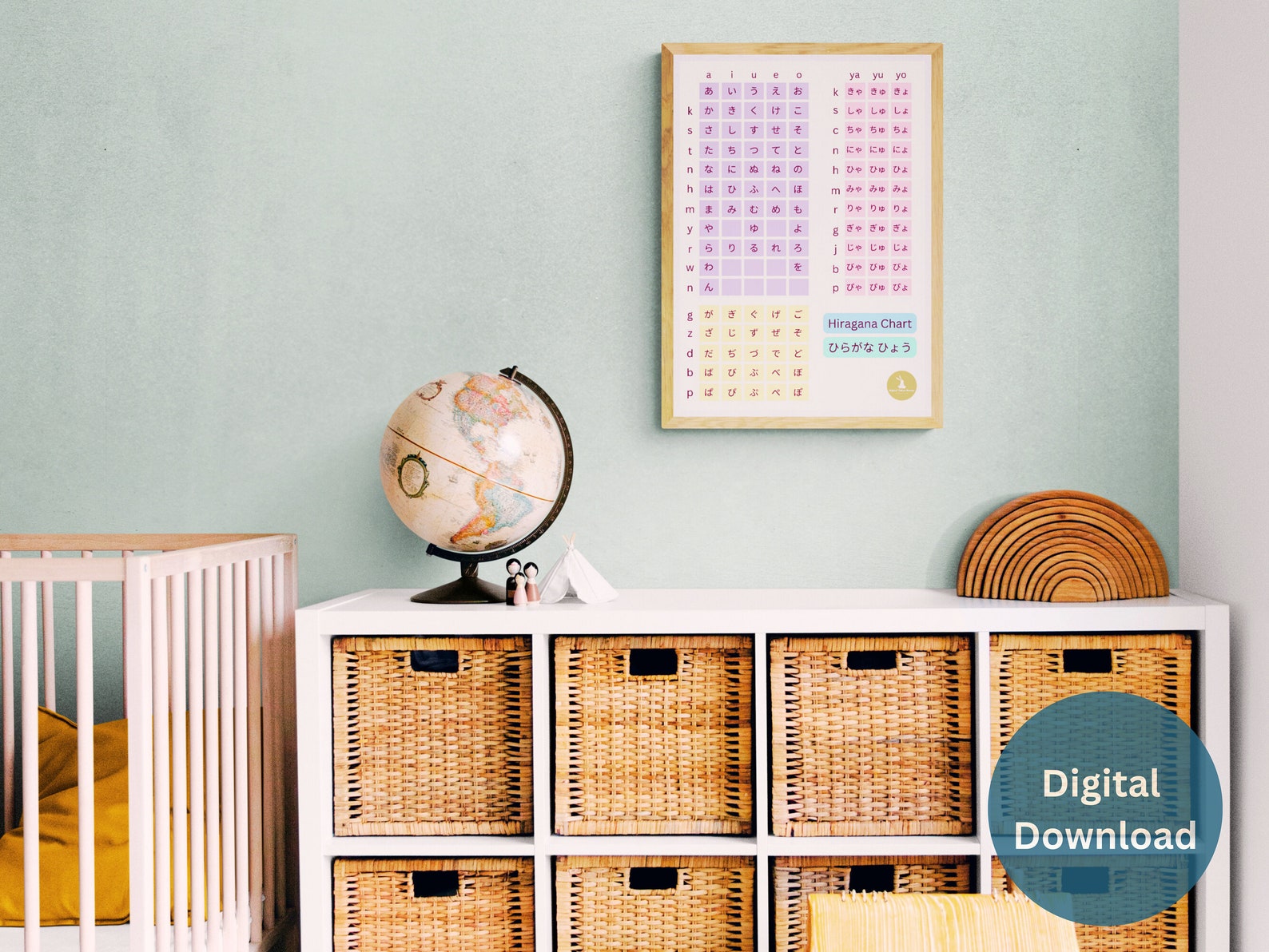 Japanese Hiragana Chart Printable PDF Hiragana Poster for - Etsy