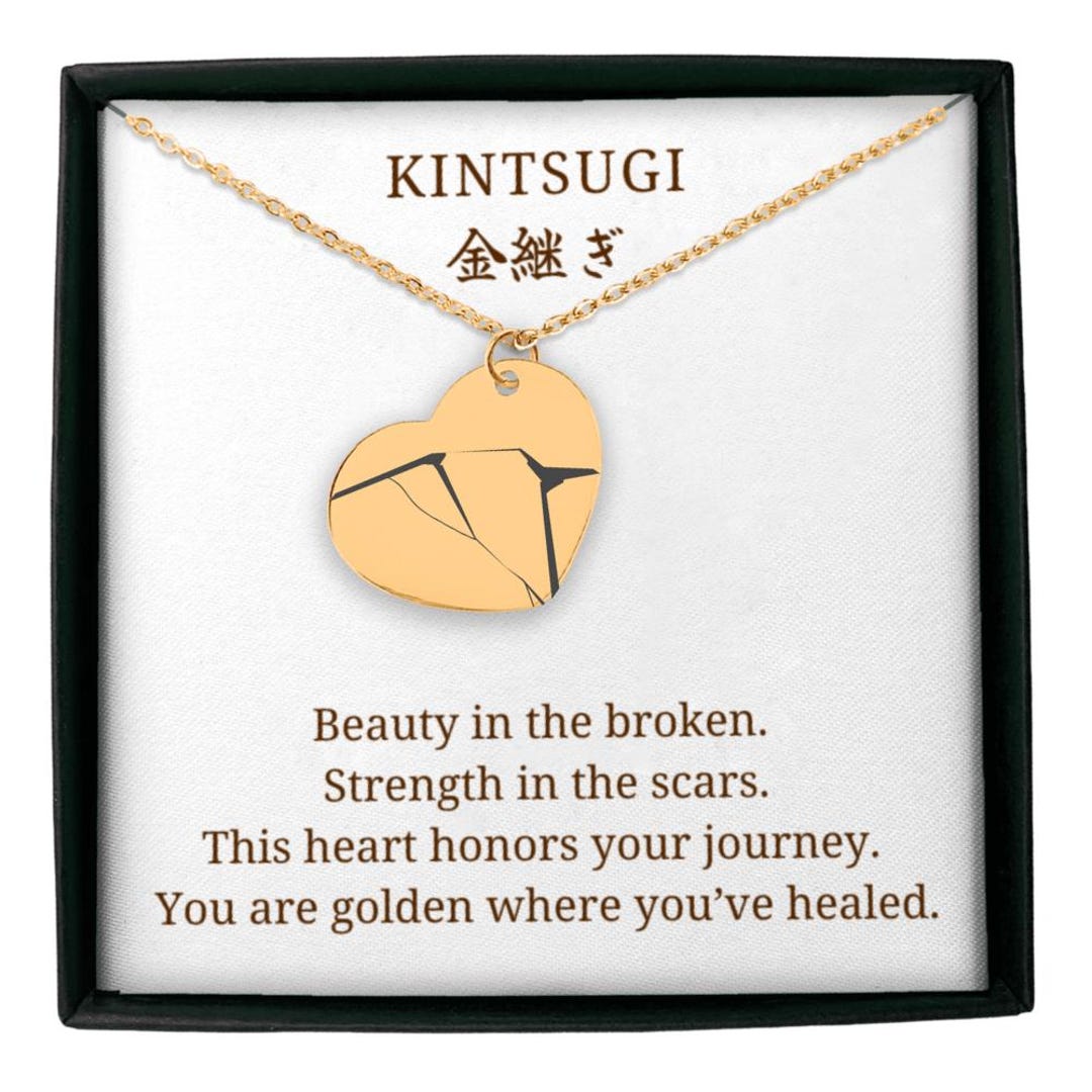 Kintsugi Heart Necklace: Gold-plated Japanese Healing Jewelry - Etsy