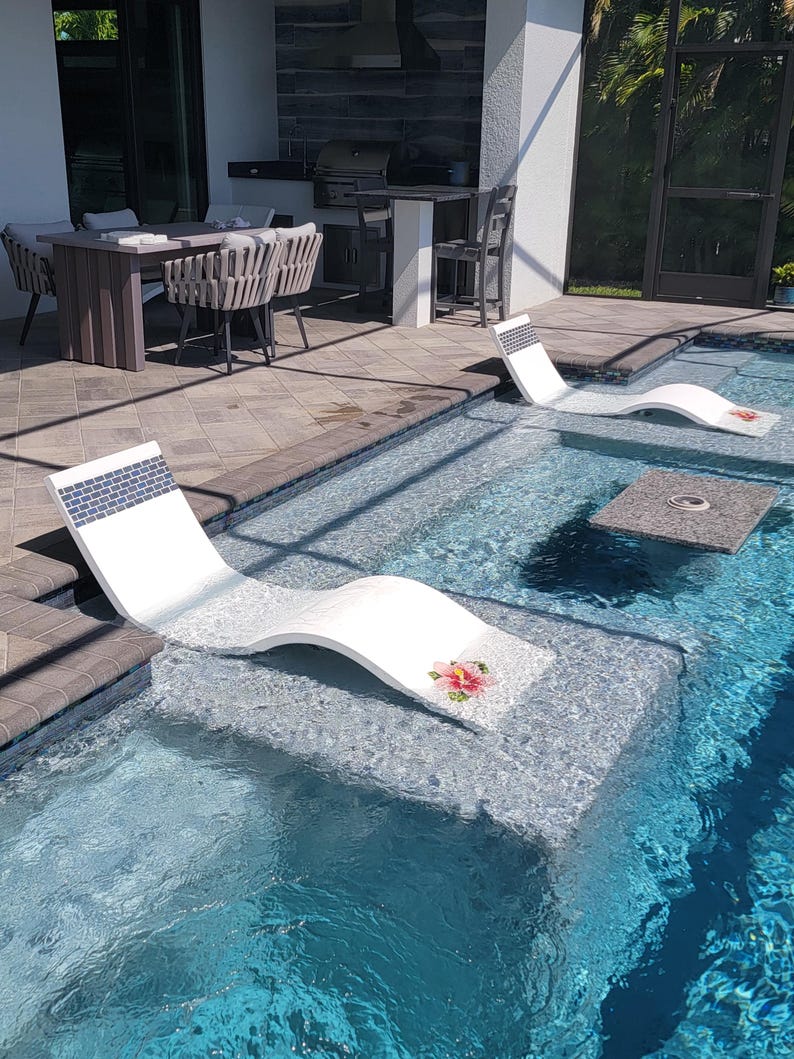 White -polished Swimming Pool Lounger - Etsy
