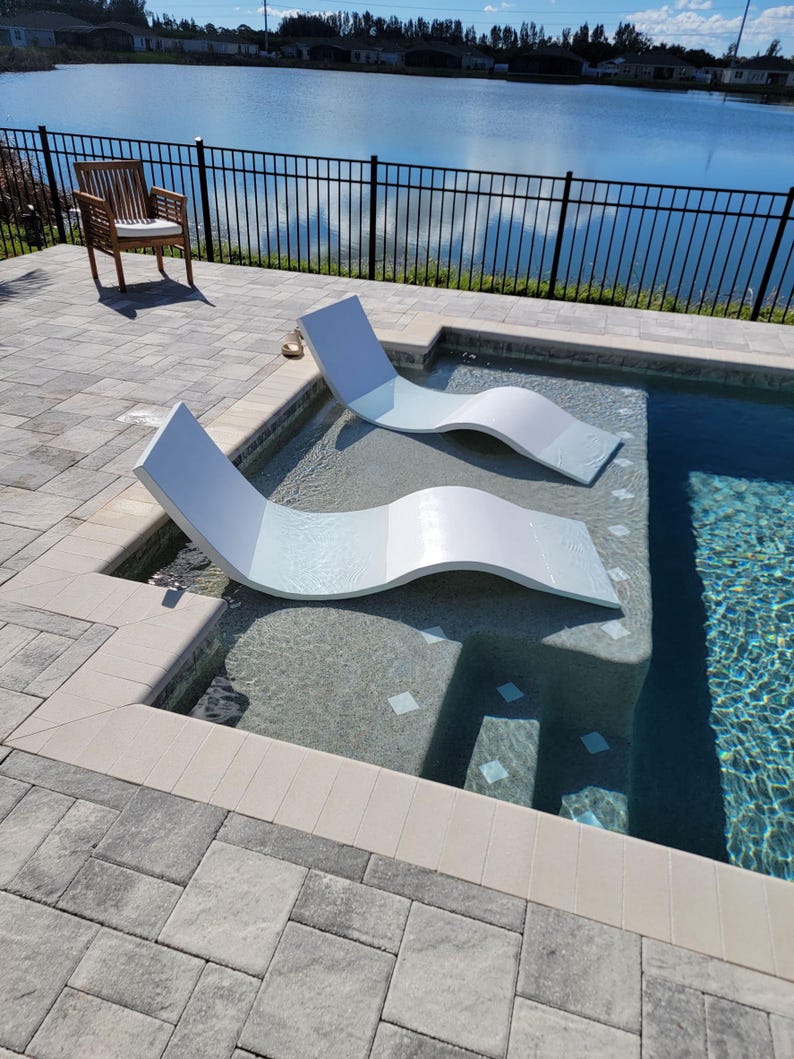 White -polished Swimming Pool Lounger - Etsy