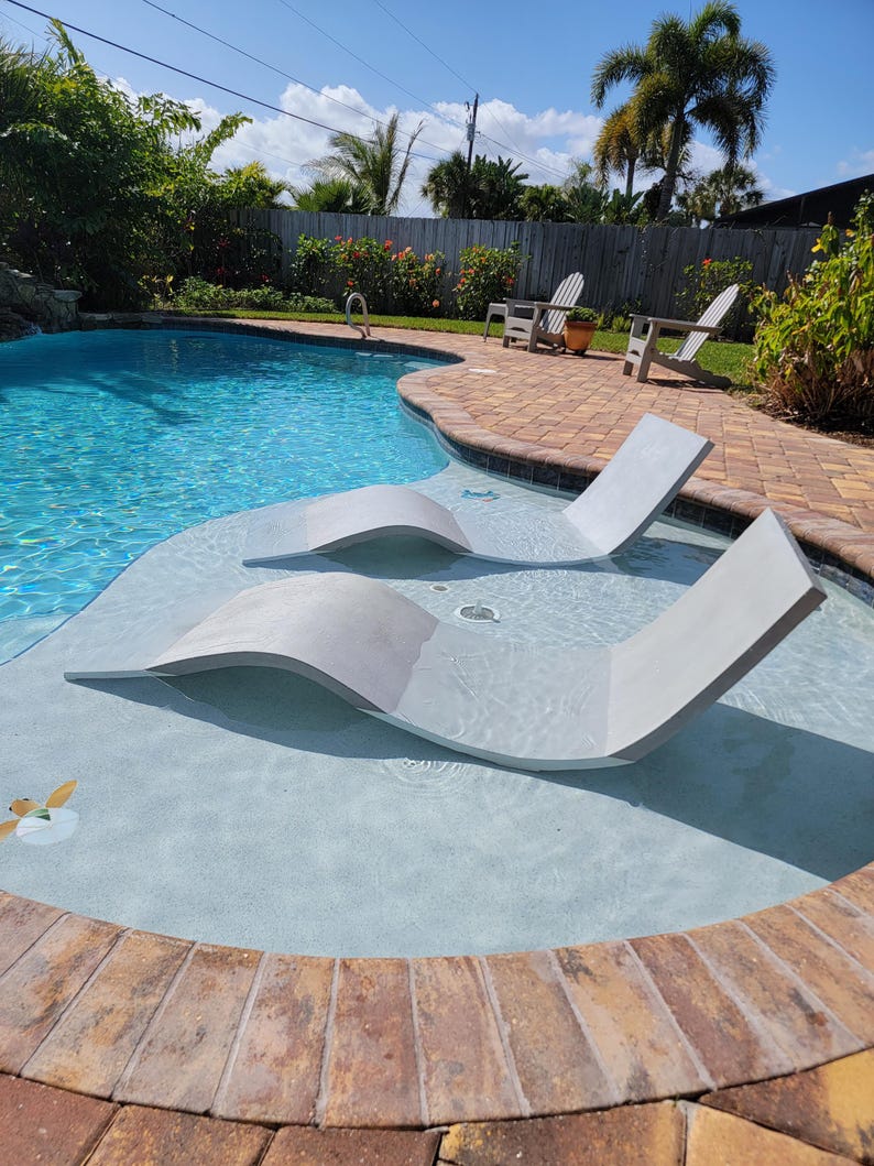 White -polished Swimming Pool Lounger - Etsy
