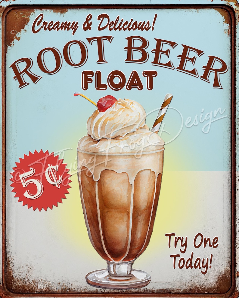 Vintage Root Beer Float Wreath Sign Retro 50s Diner Etsy