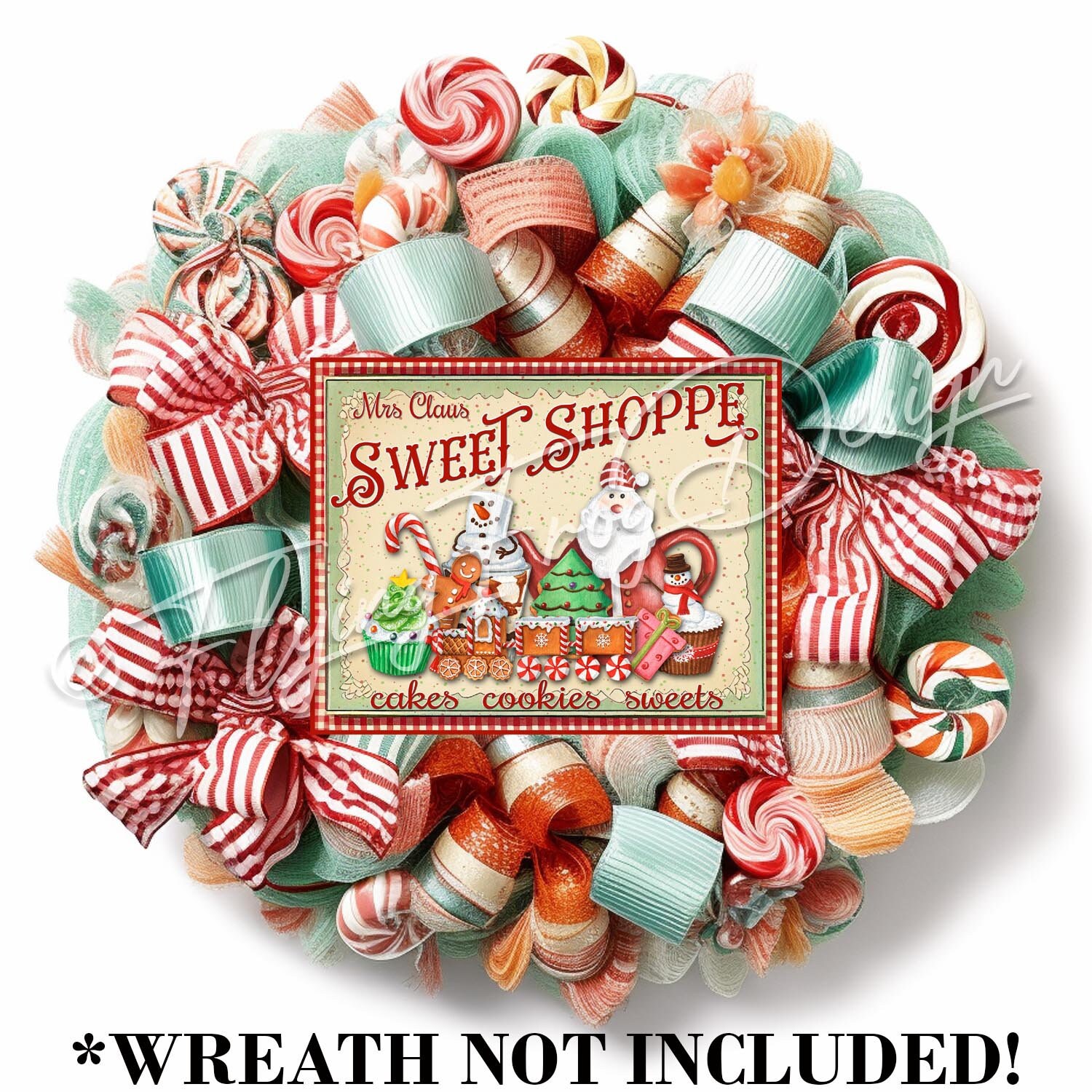 Vintage Mrs. Claus Sweet Shoppe Cake Cookies Sweets Red Christmas ...