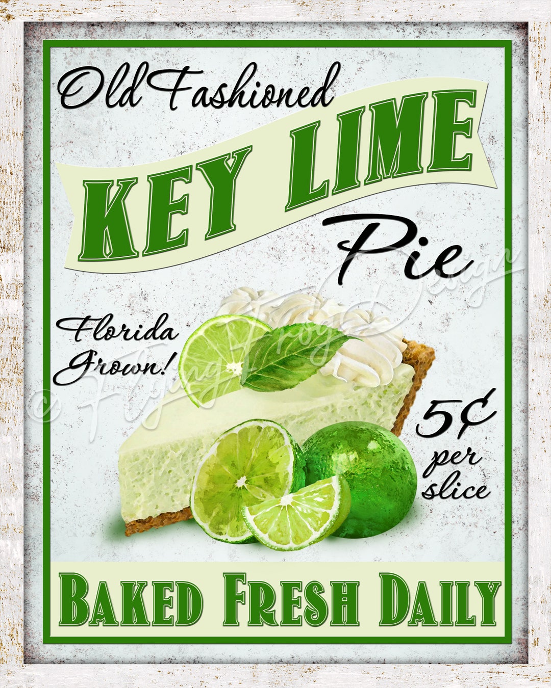 Vintage Key Lime Pie Wreath Sign Limes Basket Uv-coated Aluminum Wreath ...
