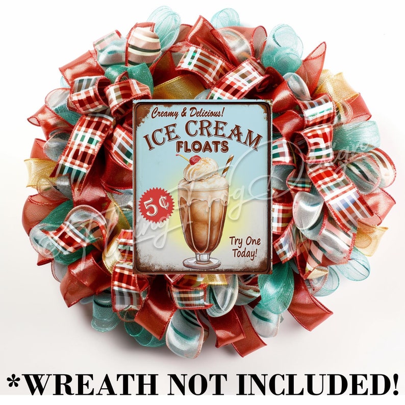 Vintage Ice Cream Floats Wreath Sign Retro 50's Diner - Etsy