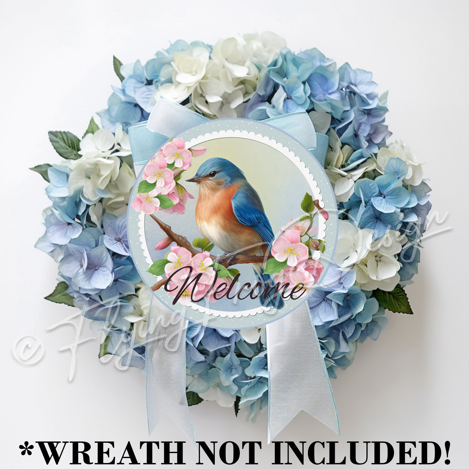 Exclusive Design! Vintage Welcome Bluebird Cherry Blossom Green Uv ...