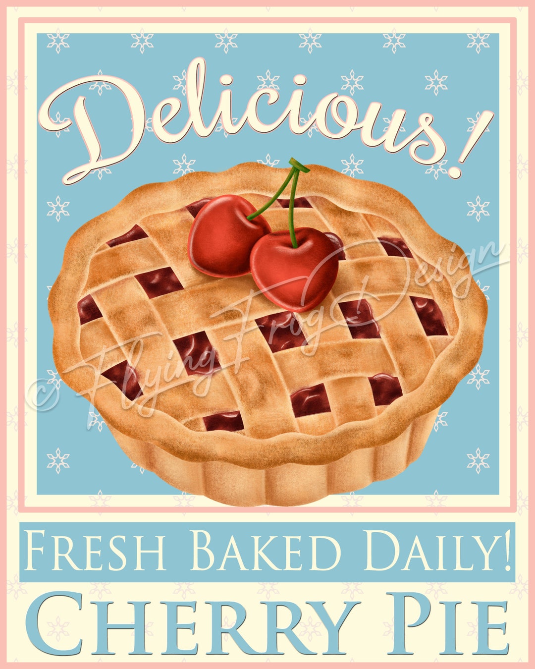 Vintage Delicious Cherry Pie Wreath Sign Cherries Basket Uv-coated ...