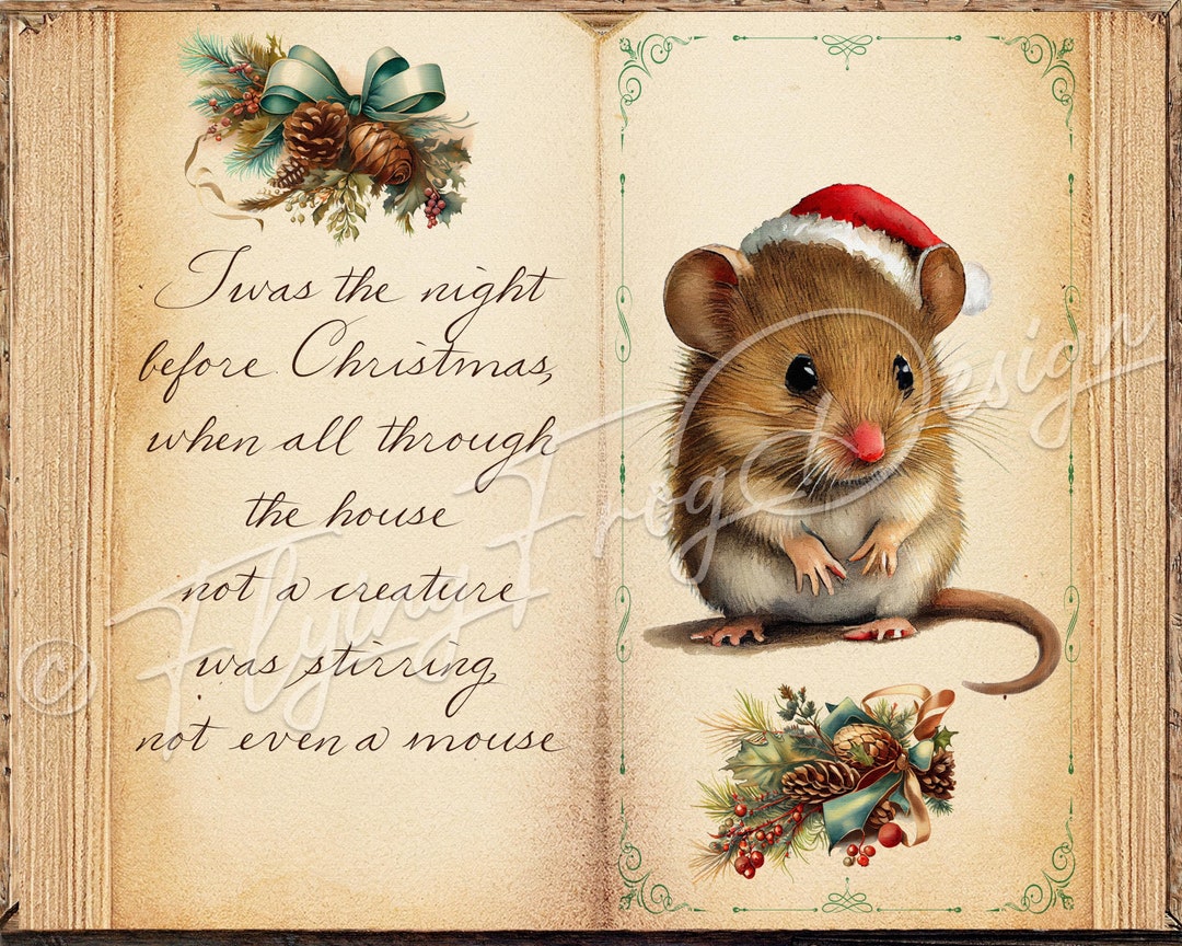 Whimsical Christmas Mouse Not a Creature Was Stirring Book Uv-coated ...