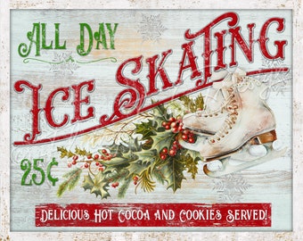 Christmas Skate Rental Sign Skate Rental Sign Ice Skating - Etsy