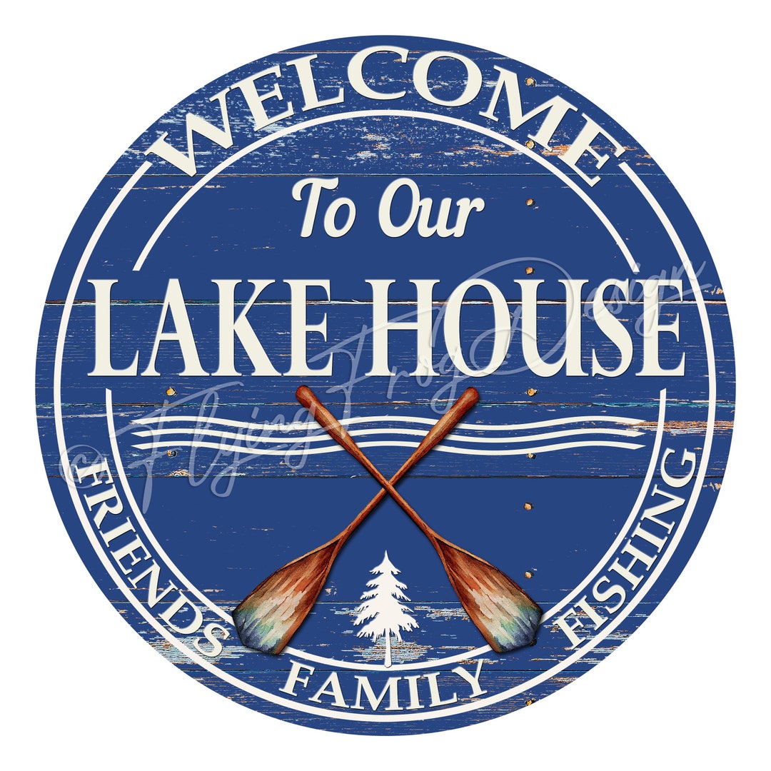 Vintage Welcome to Our Lake House Distressed Blue Oars Uv-coated ...