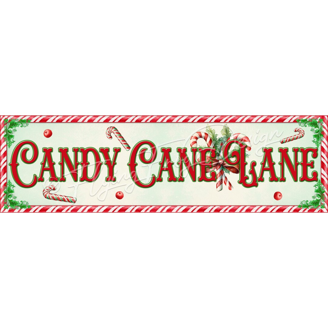 EXCLUSIVE!!! Vintage Victorian Candy Cane Lane Christmas Street Sign ...