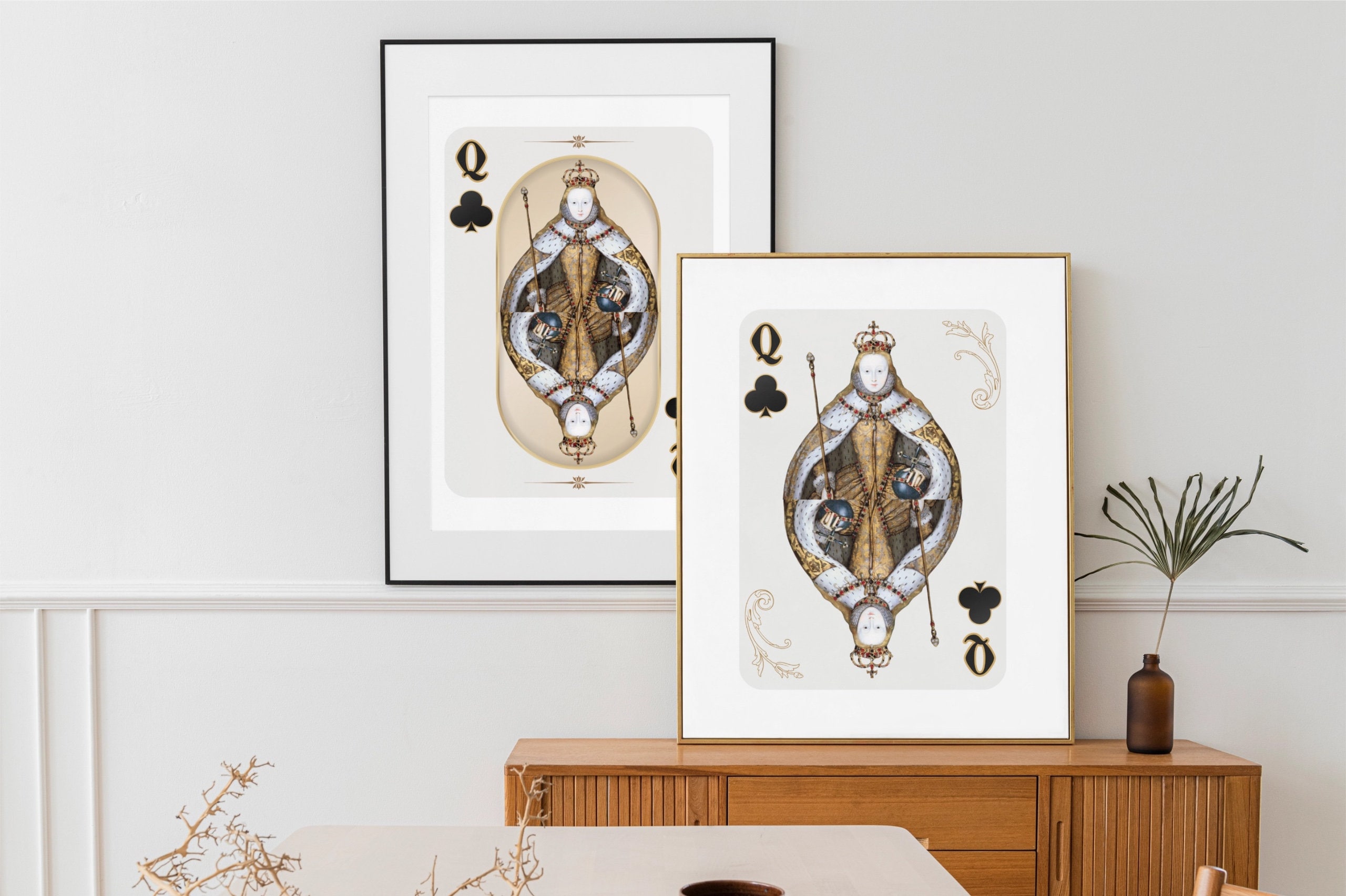 Queen Elizabeth Playing Card Poster Alter Vintage Art Gallery Wall Art ...