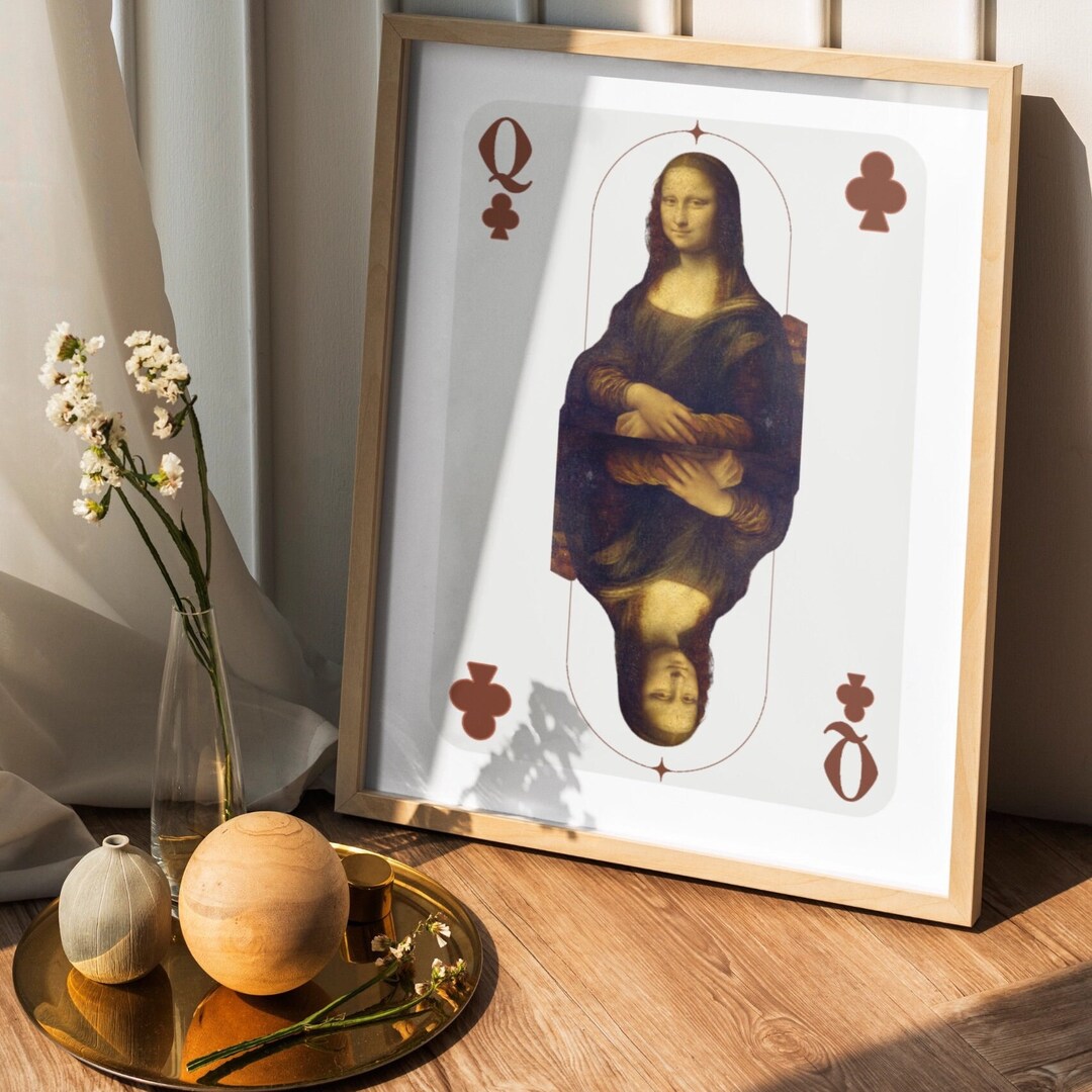 Mona Lisa Playing Card, Altered Art Print, Maximalist Wall Art, Digital ...