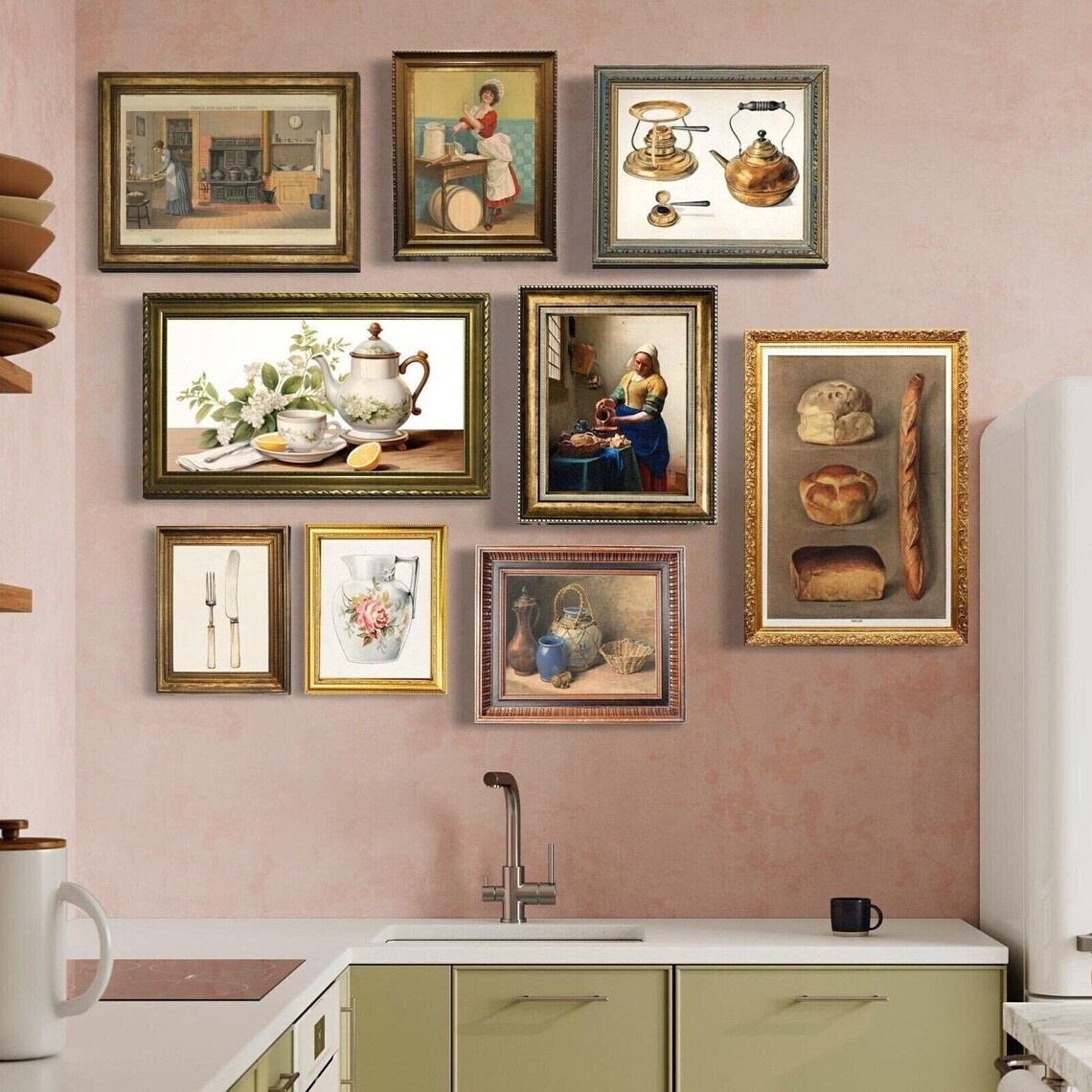 Vintage Kitchen Wall Art Vintage Gallery Wall Set Dining Rom Wall Art ...