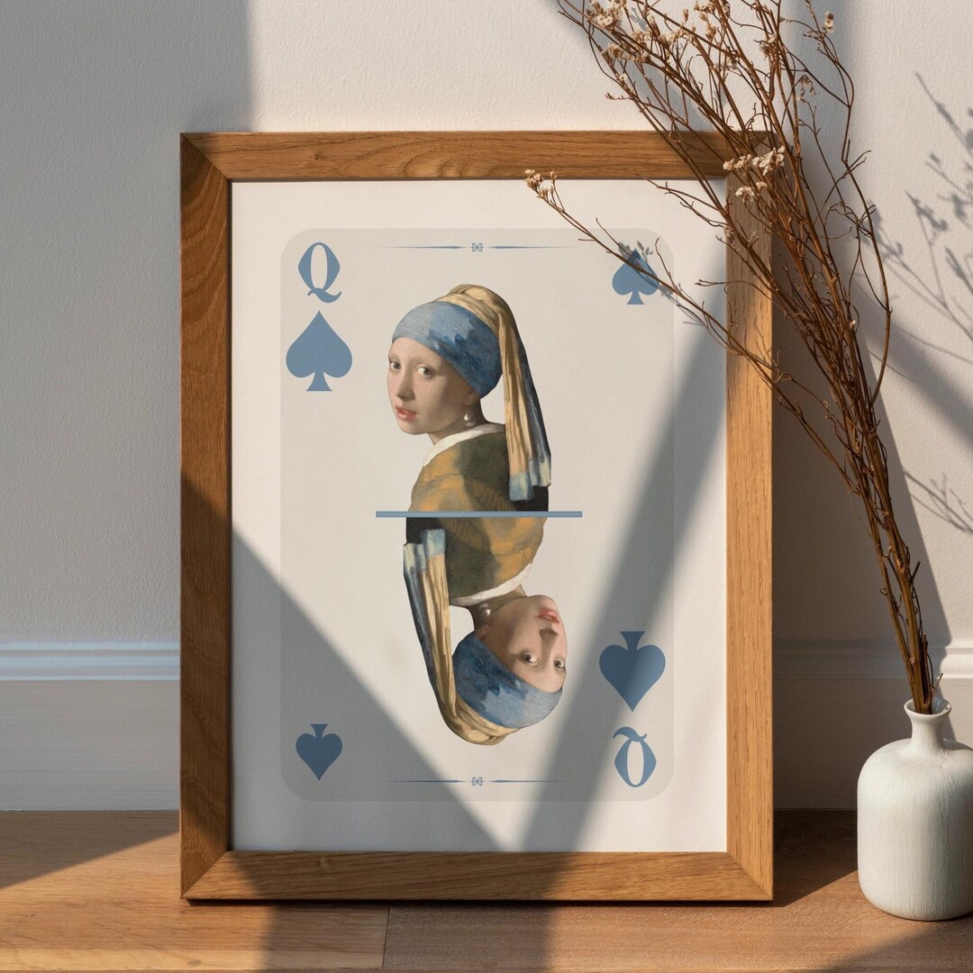 Maximalist Altered Wall Art Print, Playing Card Poster, Girl With a ...