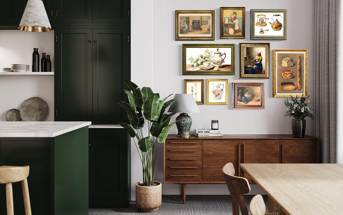 Vintage Kitchen Wall Art Vintage Gallery Wall Set Dining Rom Wall Art ...