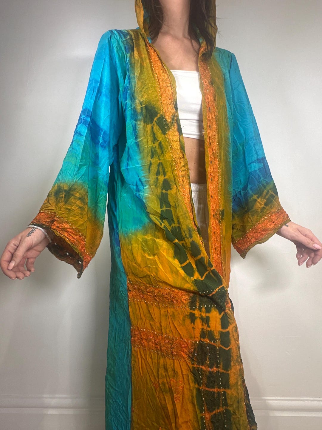 Hooded Dancing Duster Kimono Bikini Coverup Beach Jacket Lightweight ...