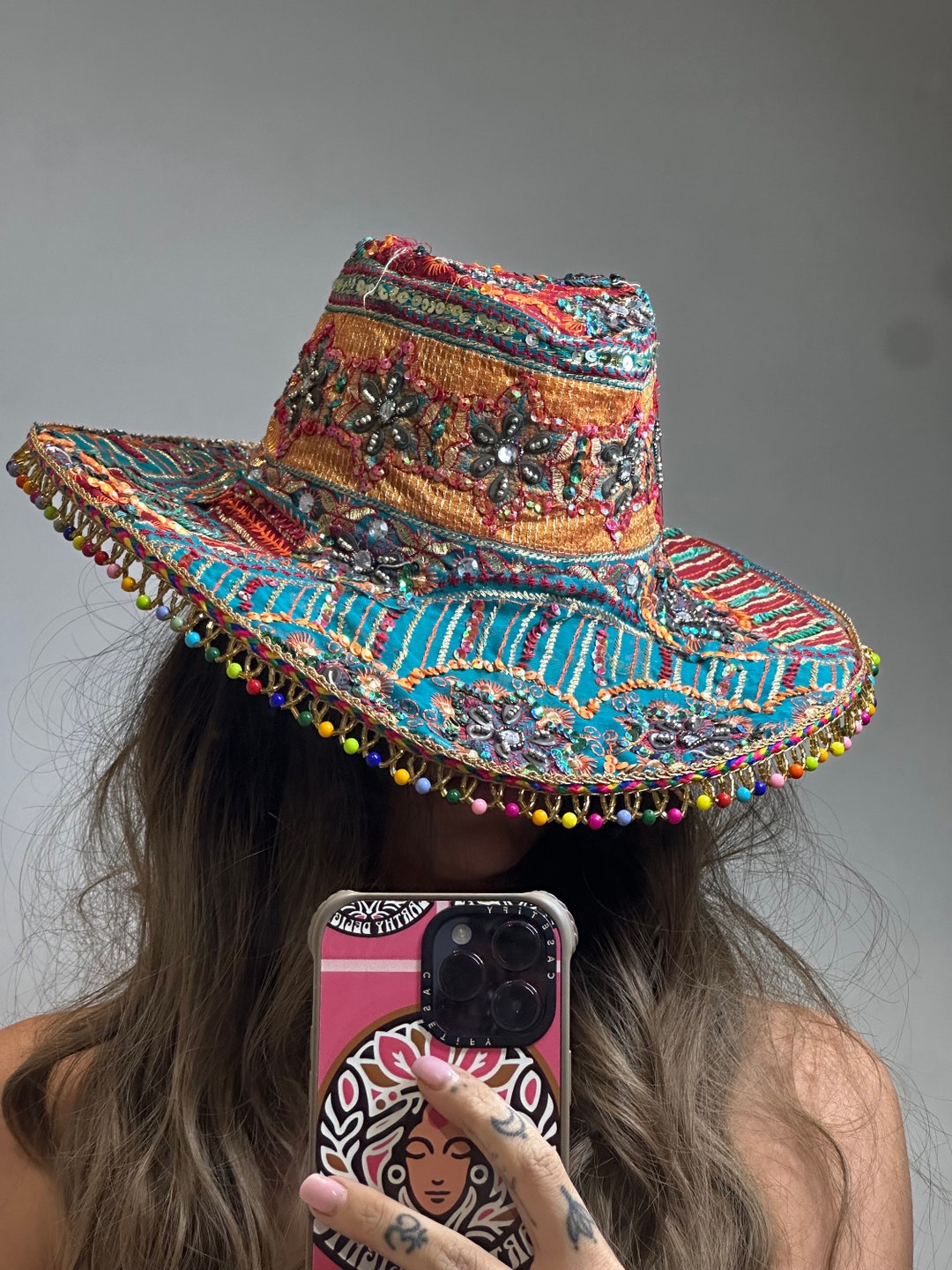 Unique Cowboy Hat With Fringe / Embellished With Sequins and Diamantés ...