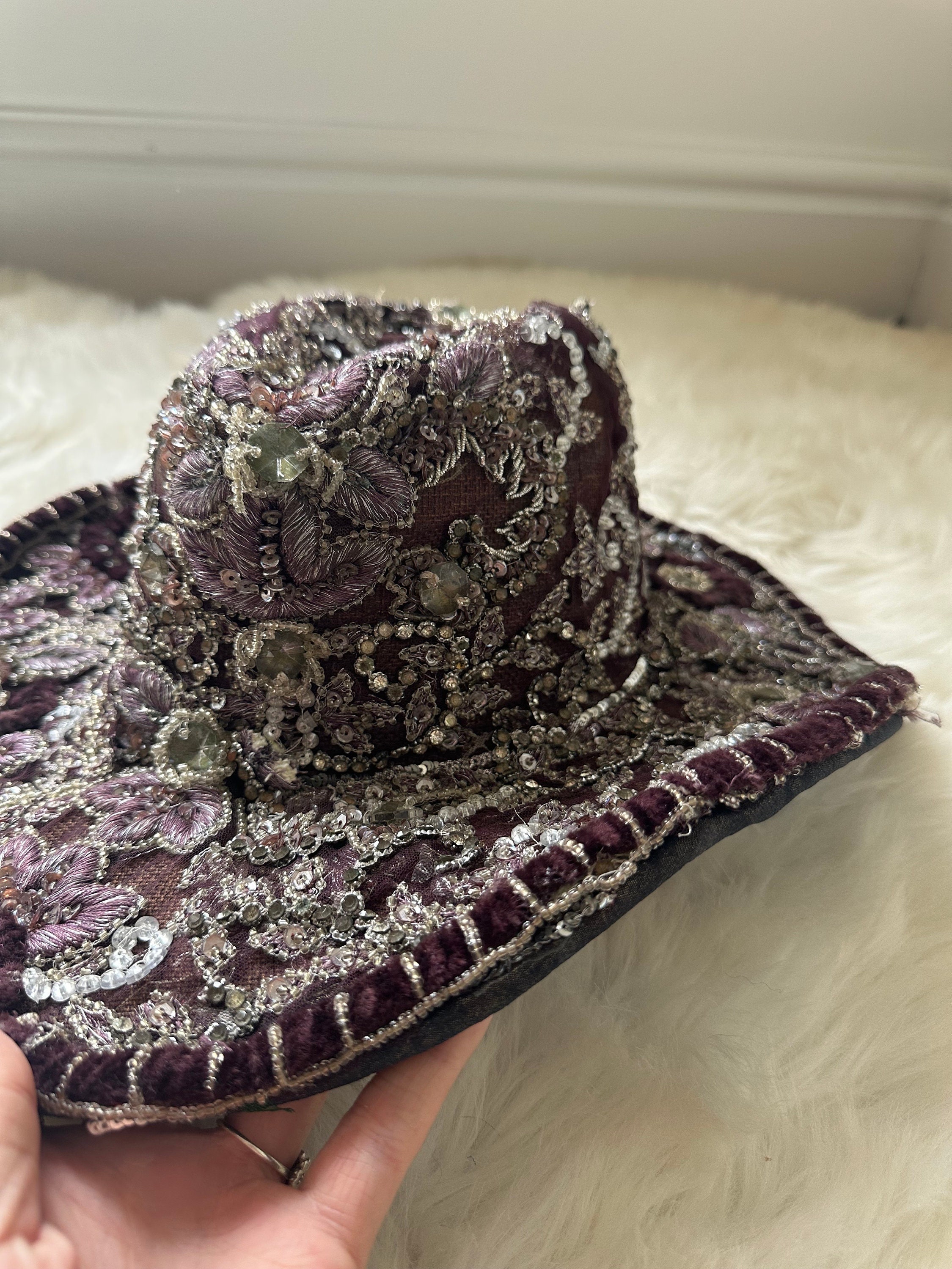 ONE OF A KIND Unique Cowboy Hat // Embellished With Sequins - Etsy
