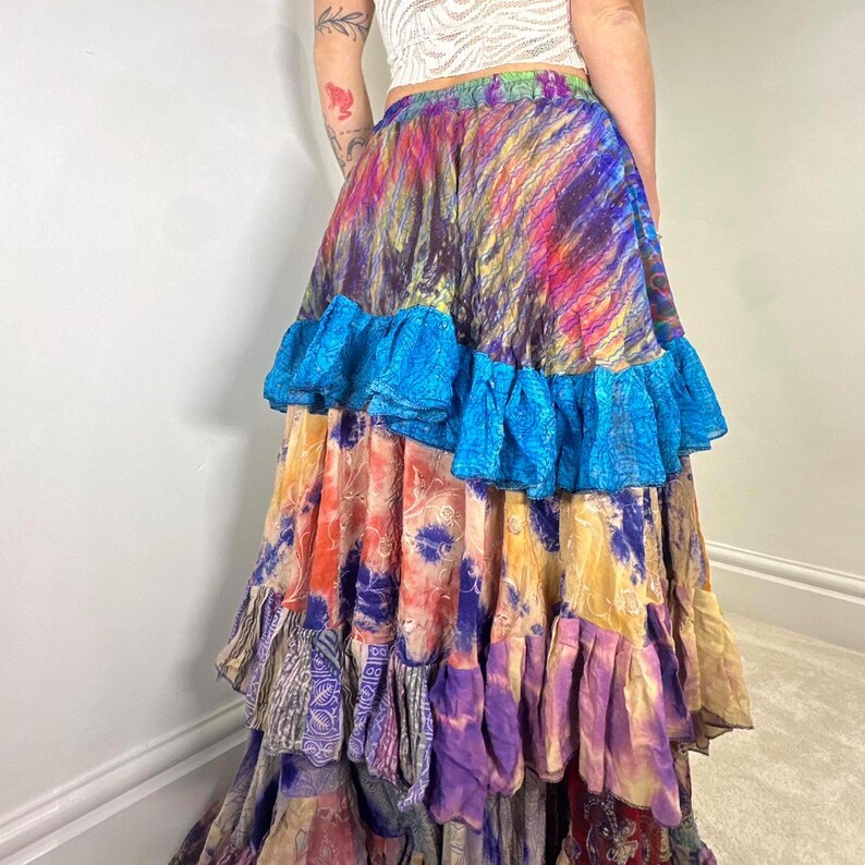 Rainbow Multicoloured Tiered Maxi Skirt - Etsy
