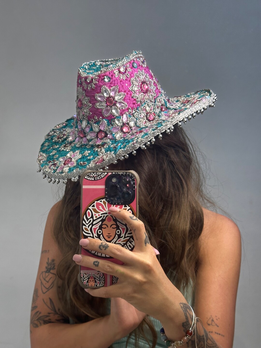 Unique Cowboy Hat With Fringe / Embellished With Sequins and Diamantés ...