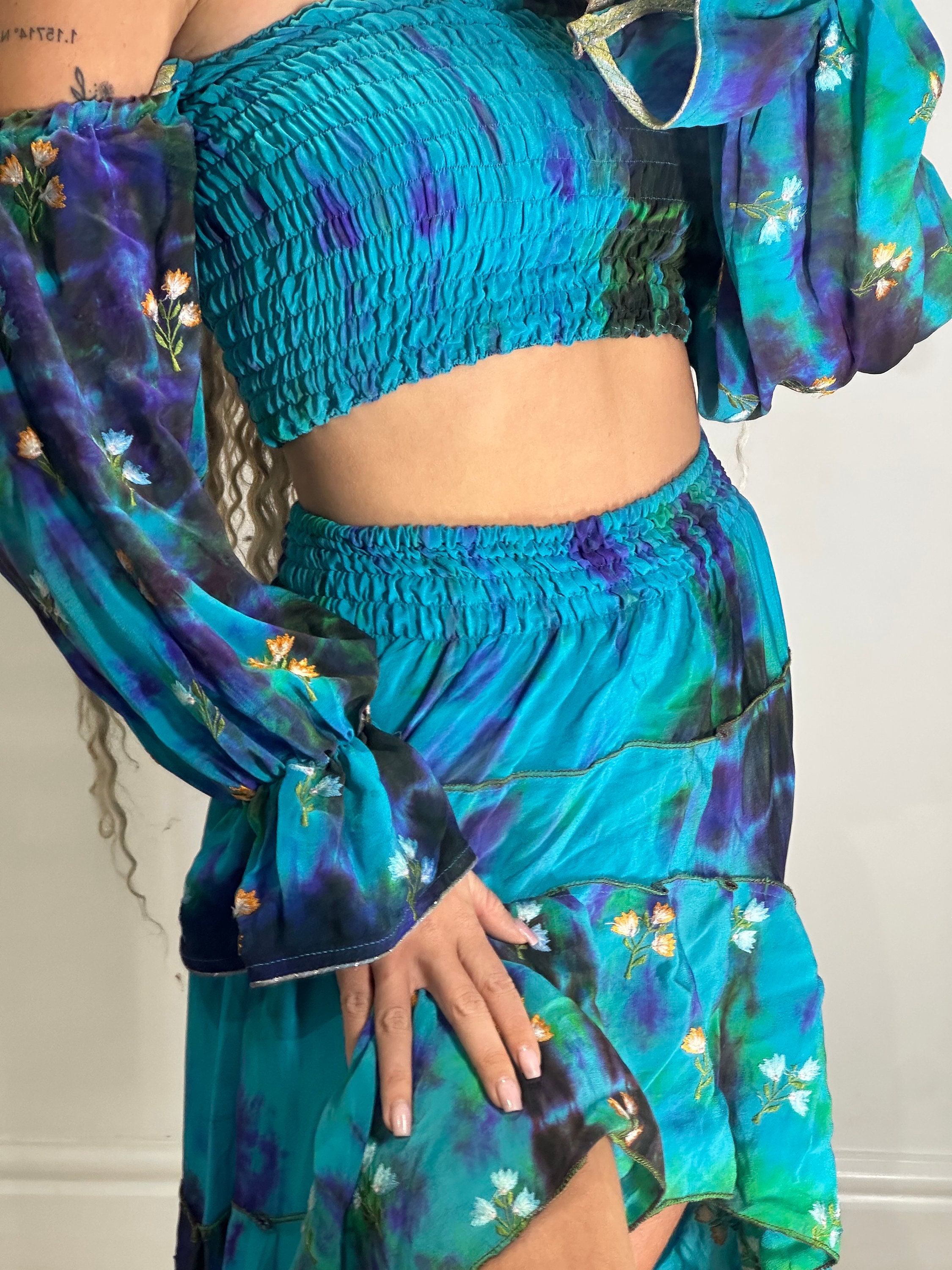 Blue Tie Dye Handmade One of a Kind Two Piece Set // One Size Fits All ...