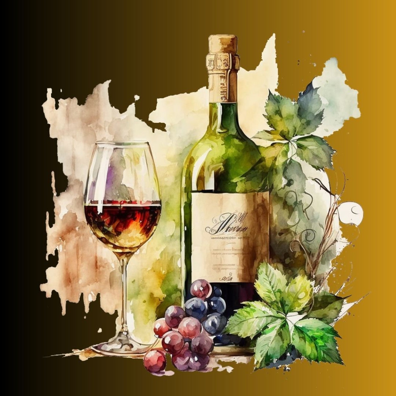 Wine Clipart Bundle Watercolor 10 Wine Bottles Wine Glass - Etsy