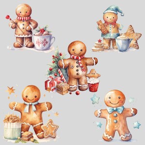 Gingerbread Man Clipart Bundle, 20+ Christmas Watercolor Cookies, Card ...