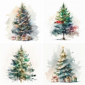 Christmas Watercolor Clipart,20+ Christmas Trees,high Quality Print ...